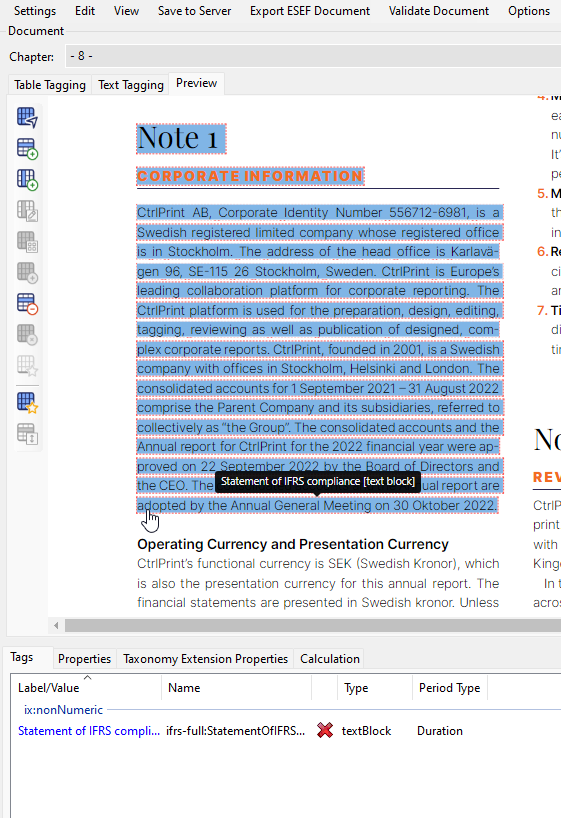 Textblock Tagging Ctrlprint Support